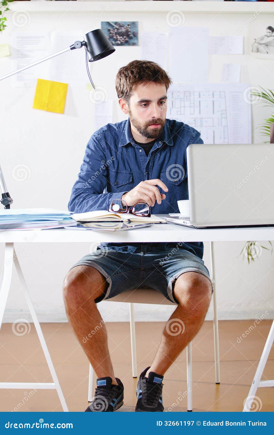 Young Creative Designer Man Working at Office. Stock Image - Image of ...