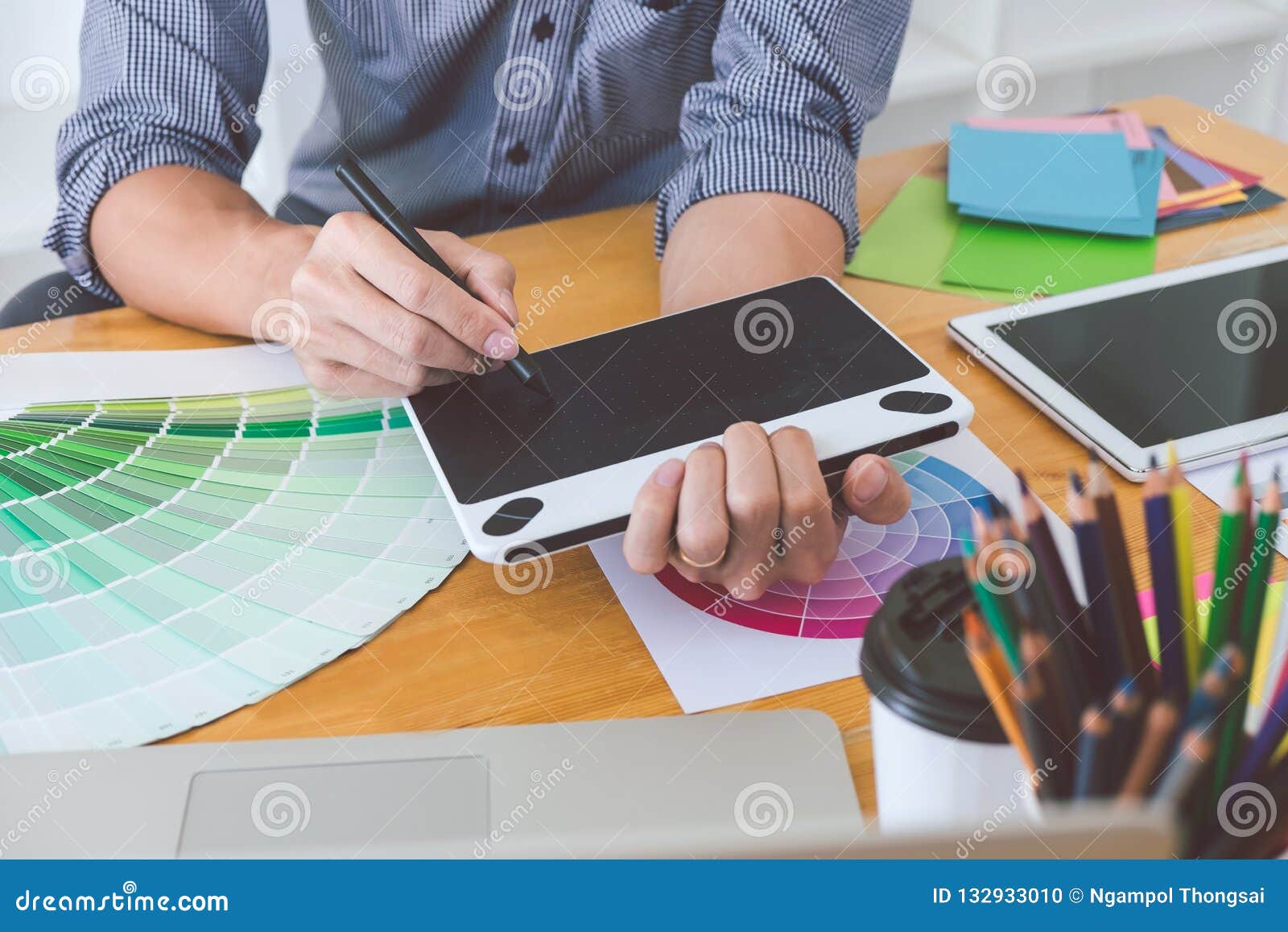 Young Creative Graphic Designer Working on Project Architectural Stock ...