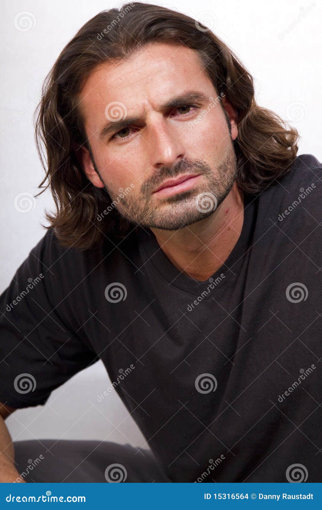 Young Creative Male with Long Hair Stock Photo - Image of adult, pose ...