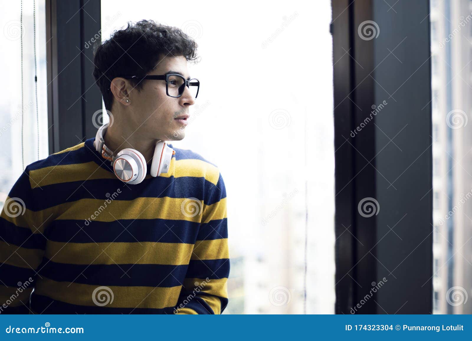 Young Creative Man Portrait Thinking and Looking Offices Building ...