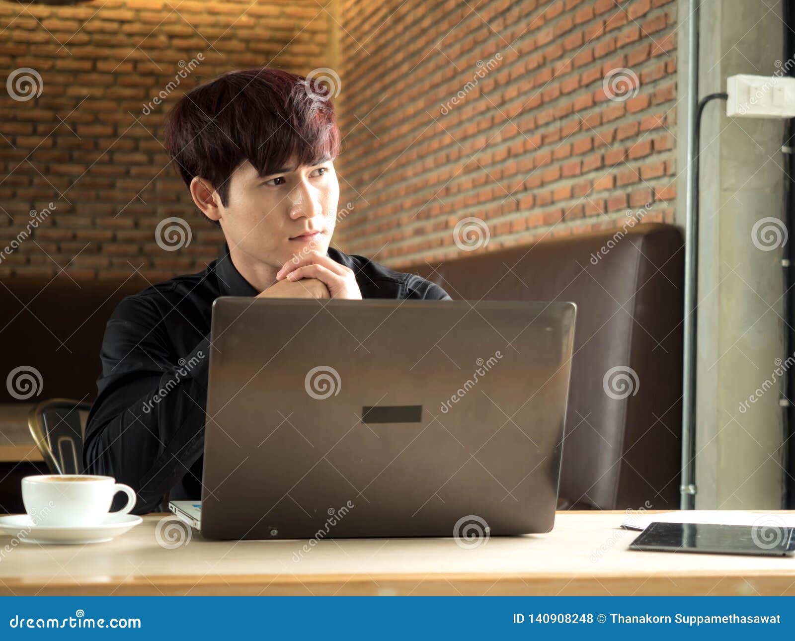 Young Creative Man Thinking Ideas Strategy Working Concept Stock Photo ...