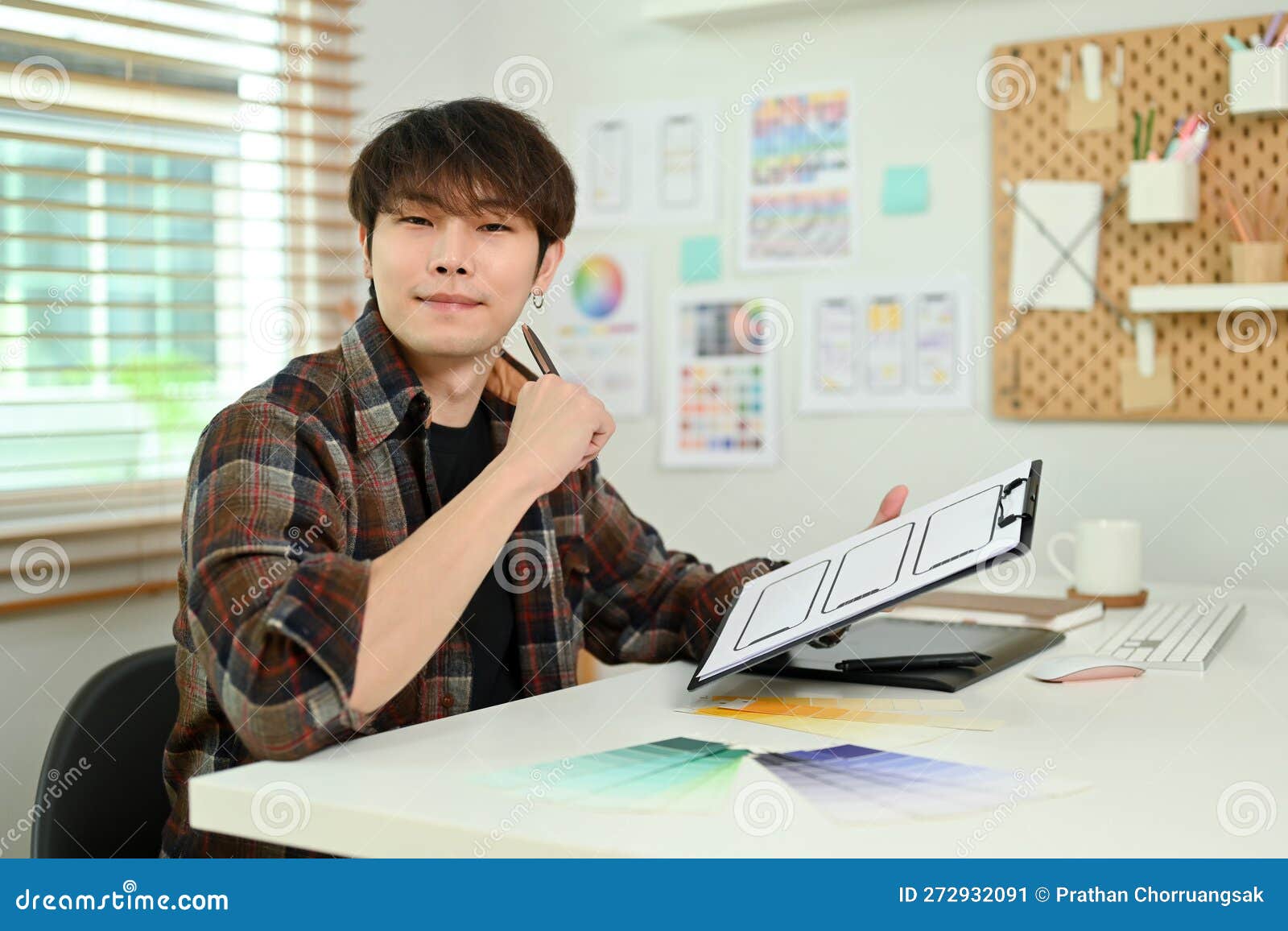 Young Creative Man Ux Developer Creating Sketches of Applications for ...