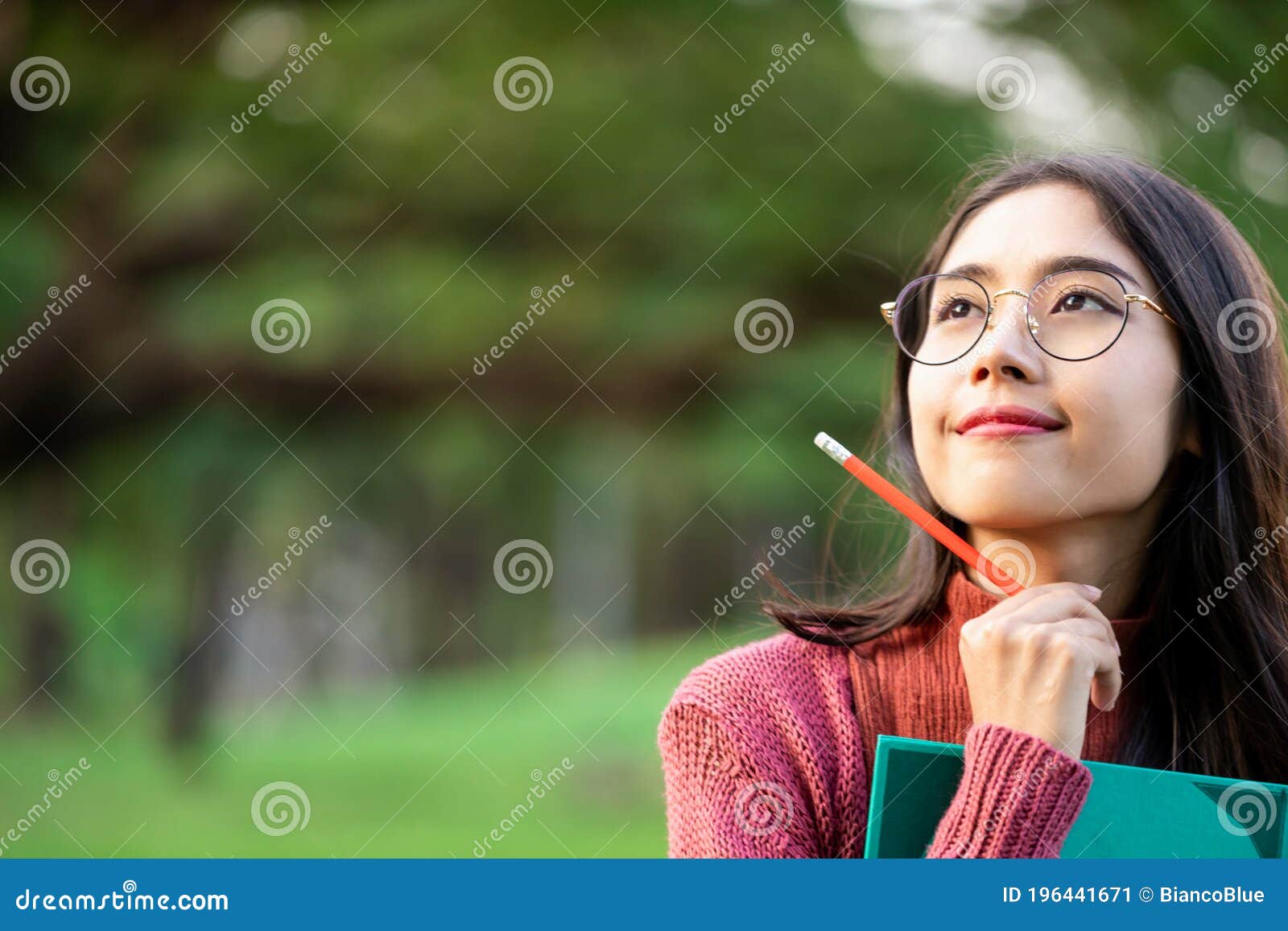 Creative Student Girl Thinking or Planning Future. Stock Image - Image ...