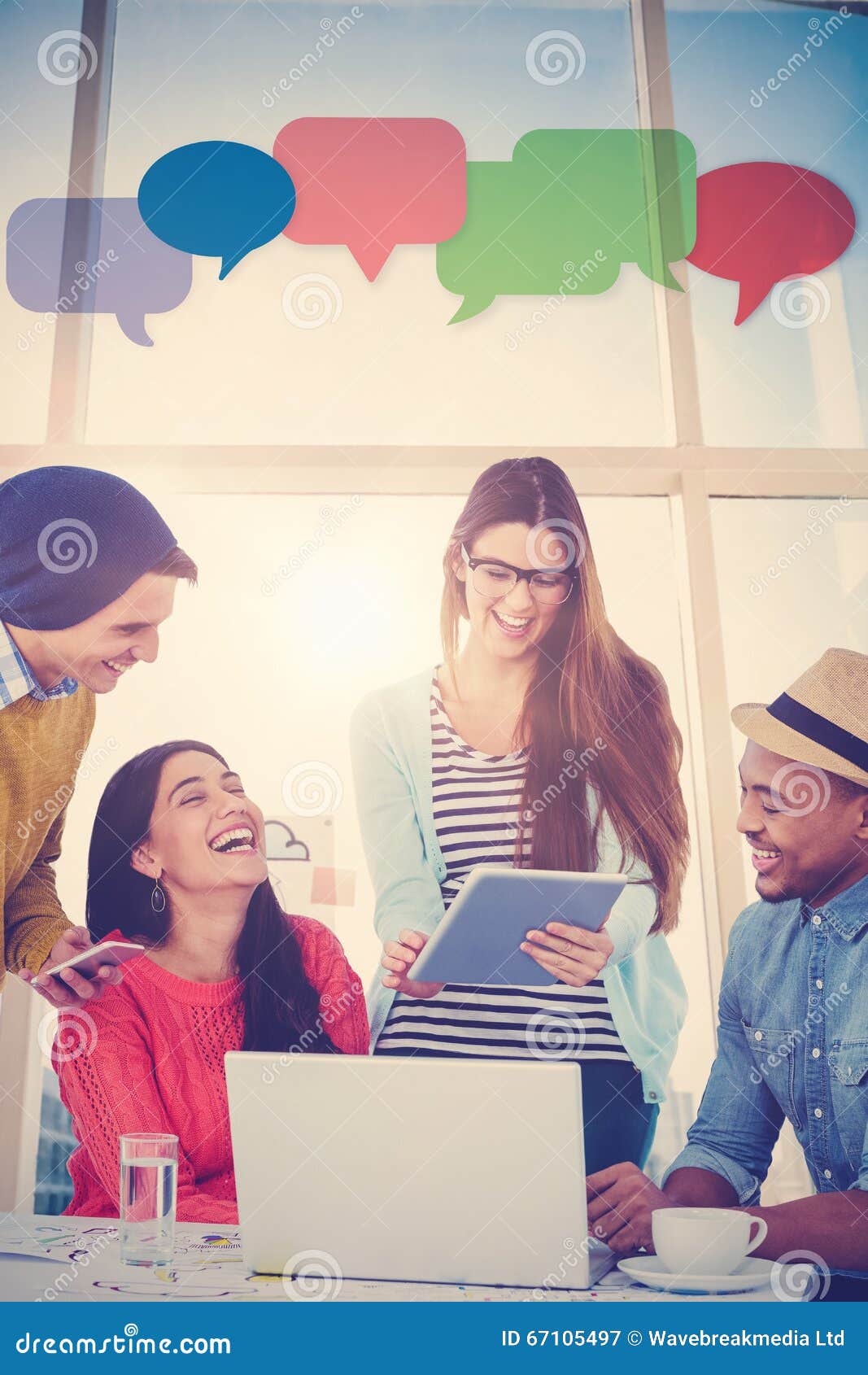 Composite Image of Young Creative Team Having a Meeting Stock Image ...