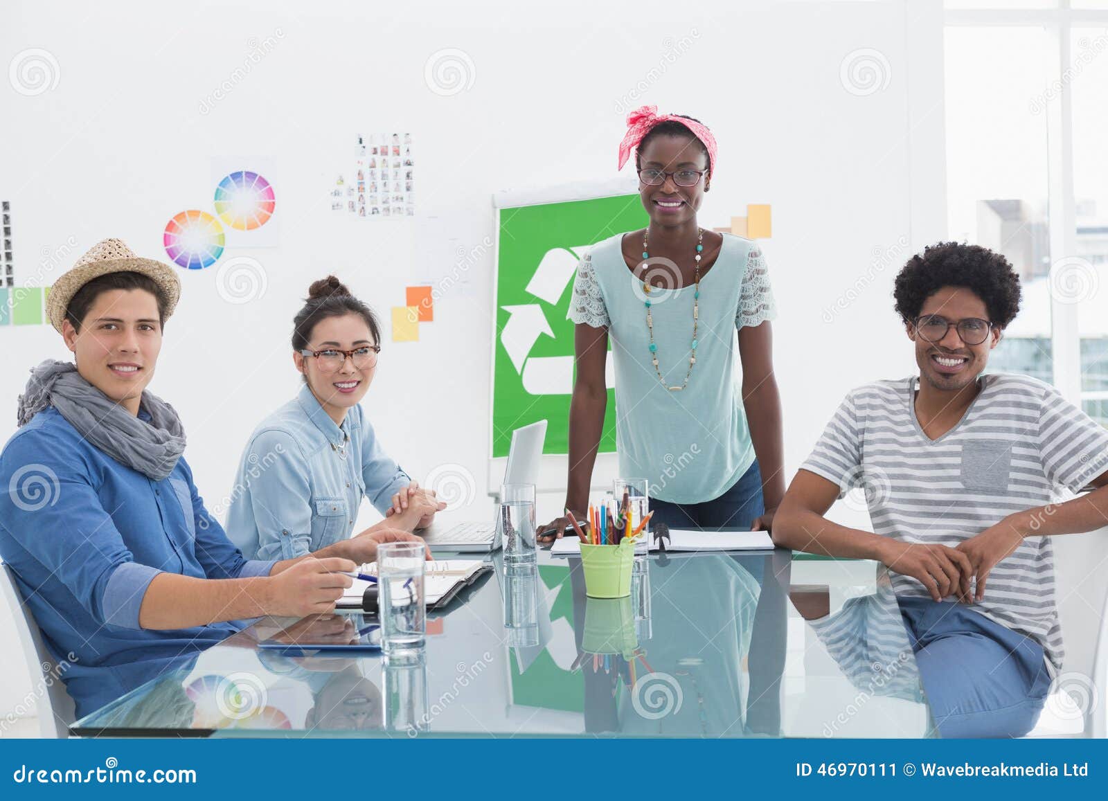 Young Creative Team Having a Meeting about Recycling Stock Image ...