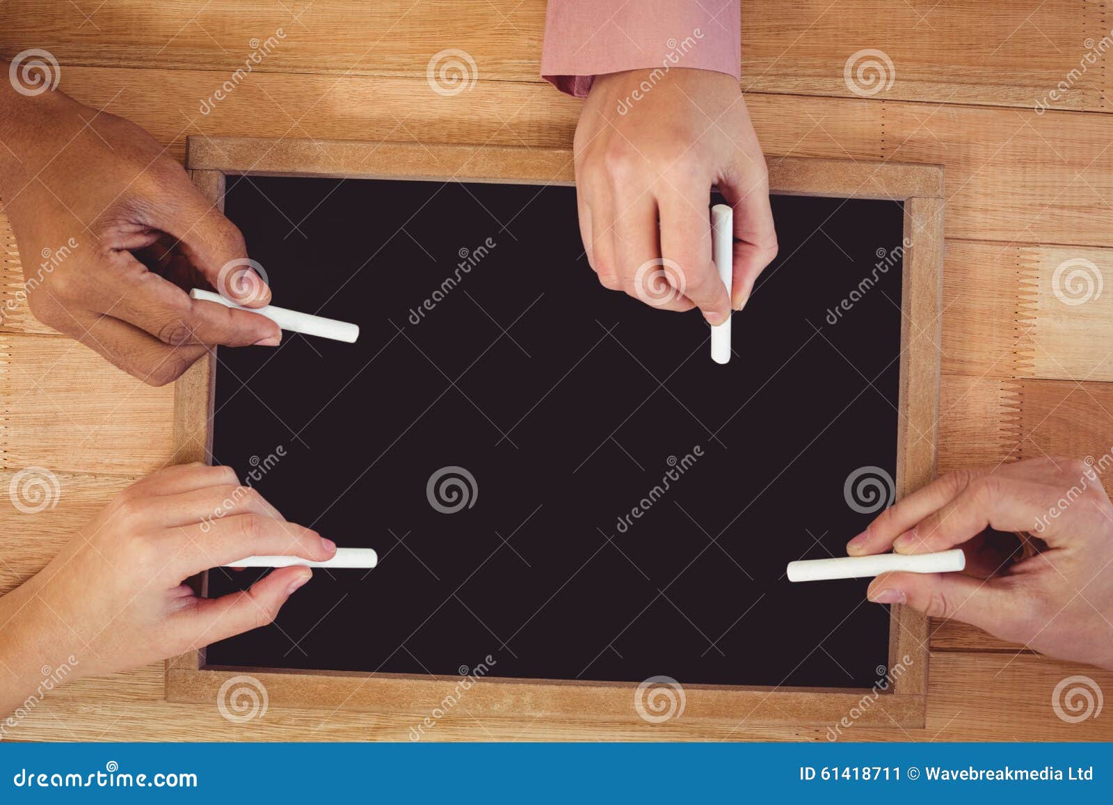 Young Creative Team Using Chalkboard Stock Image - Image of cool, black ...