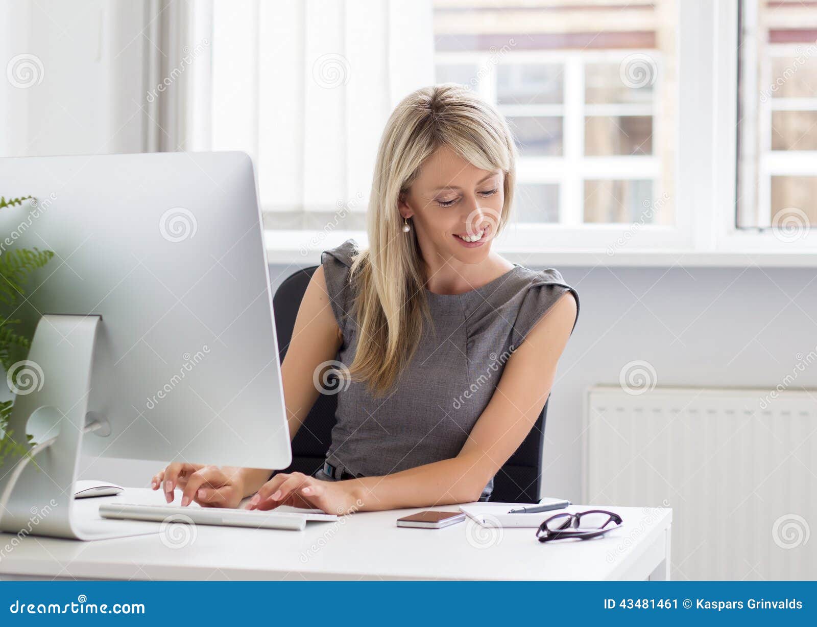 Young Creative Woman Working with Computer Stock Image - Image of ...