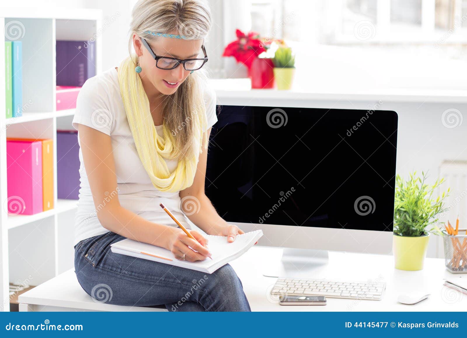Young Creative Woman Working in the Office Stock Image - Image of ...