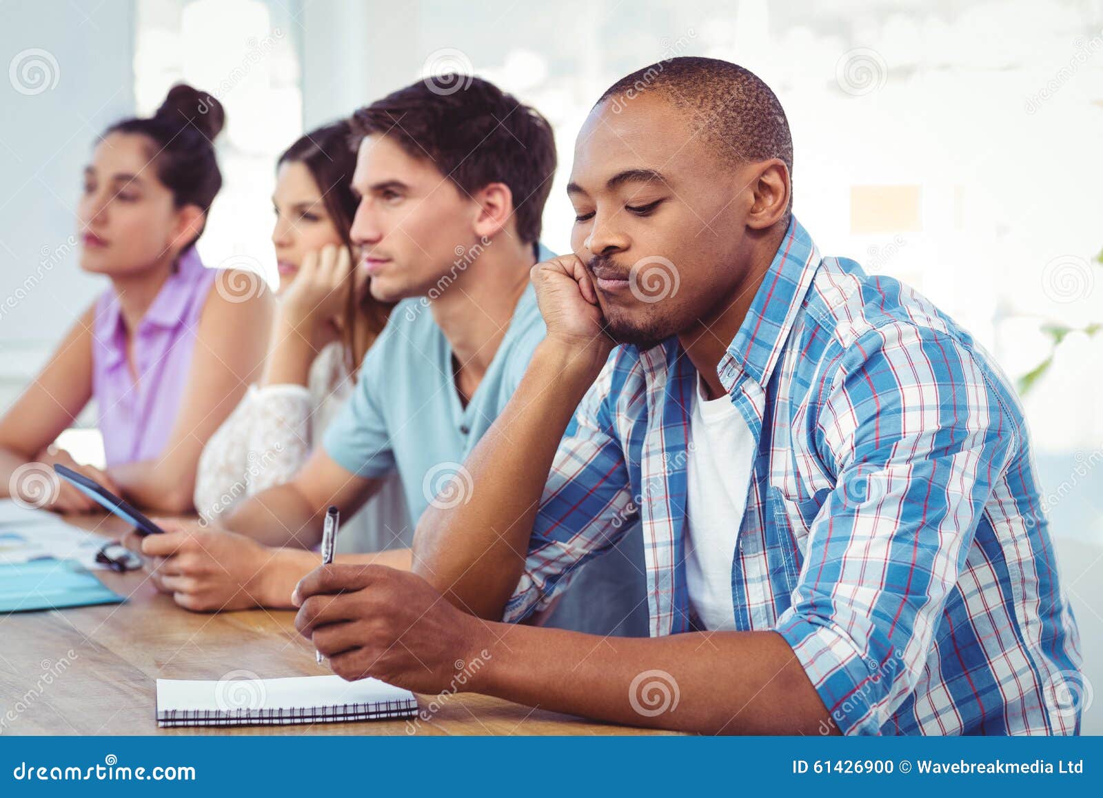 Young Creative Worker Bored in Meeting Stock Photo - Image of group ...