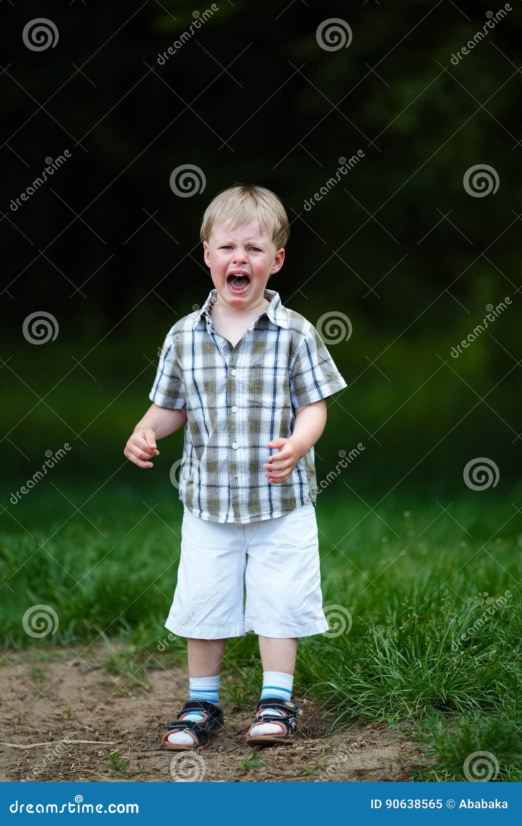 Young Crying Boy in Summer Park Stock Image - Image of outdoor, people ...