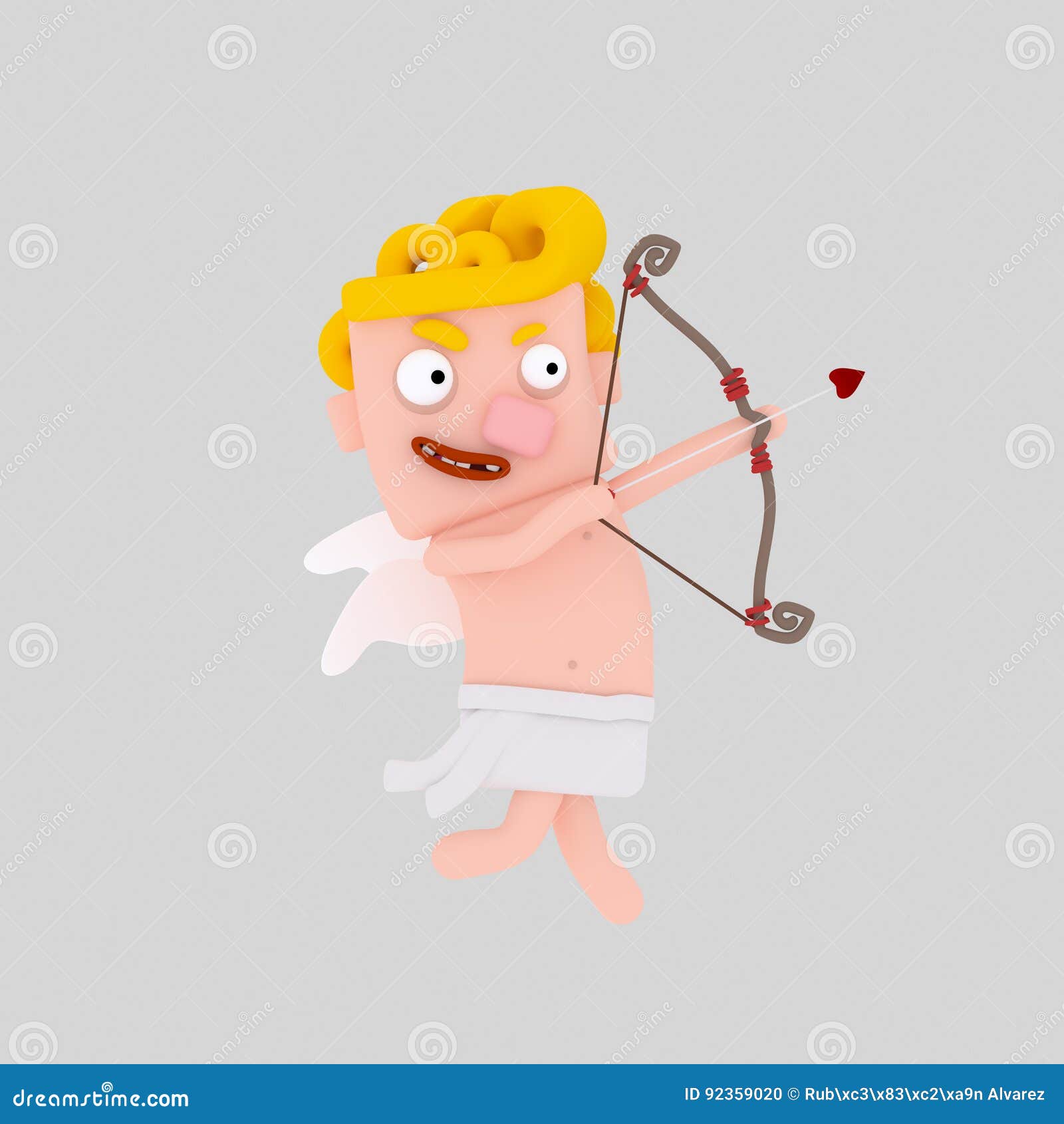 Young Cupid Shooting with Bow Stock Illustration - Illustration of ...