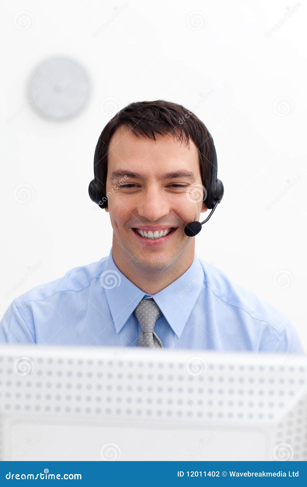 Young Customer Service Agent with Headset on Stock Photo - Image of ...