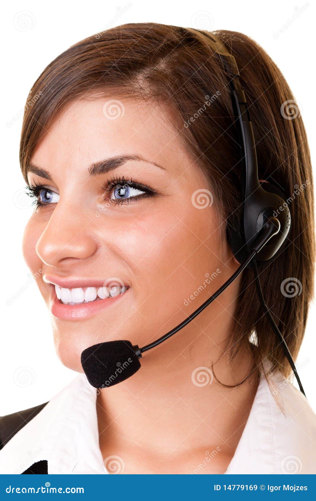 Young Customer Service Girl with Headset Stock Image - Image of hands ...
