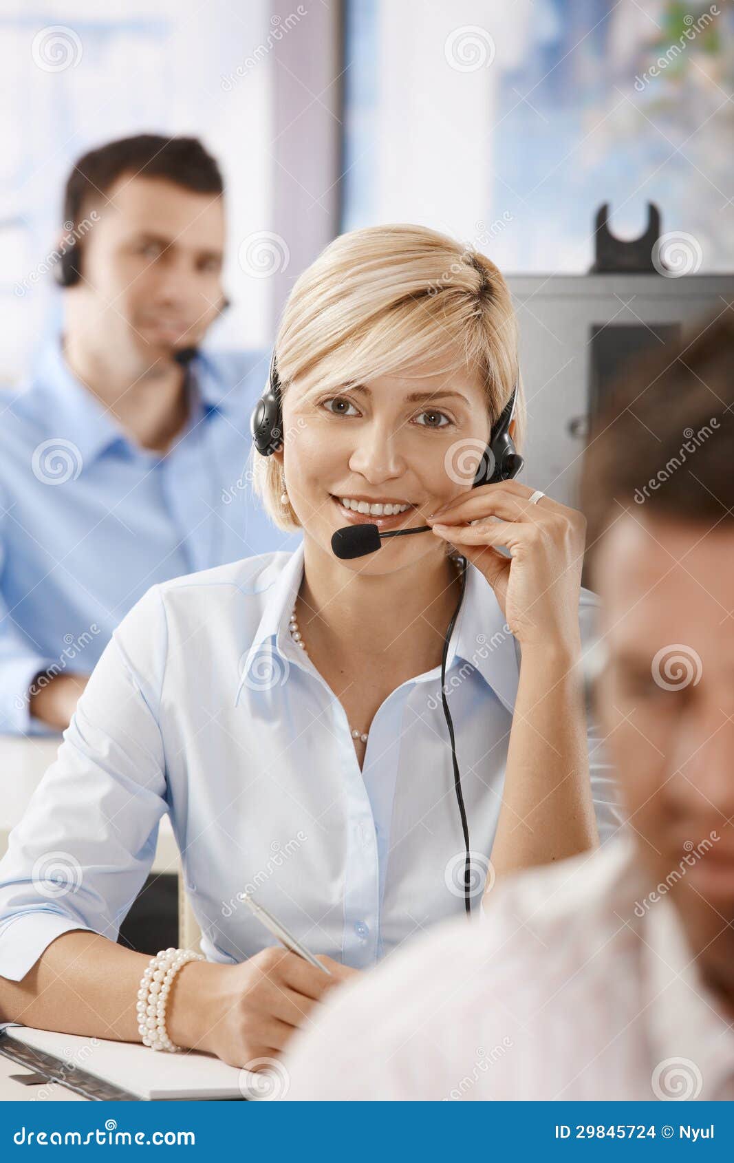 Operator Talking on Headset Stock Photo - Image of crew, business: 29845724
