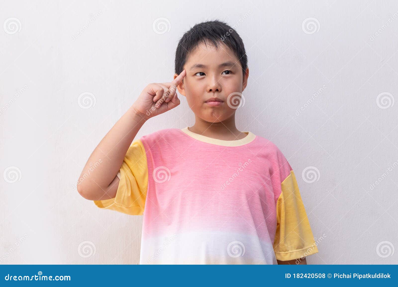 Young and Cute Asian Boy Thinking Stock Photo - Image of emotion ...