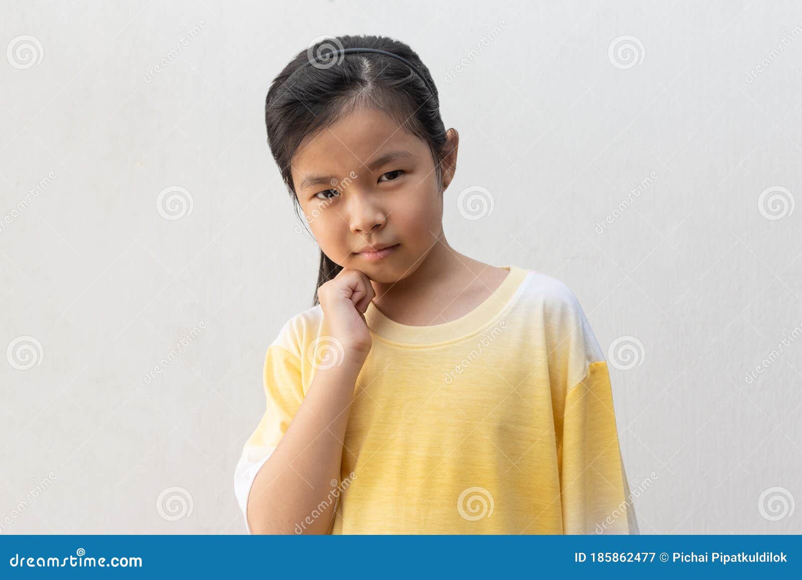 Young and Cute Asian Girl Thinking Stock Image - Image of adorable ...