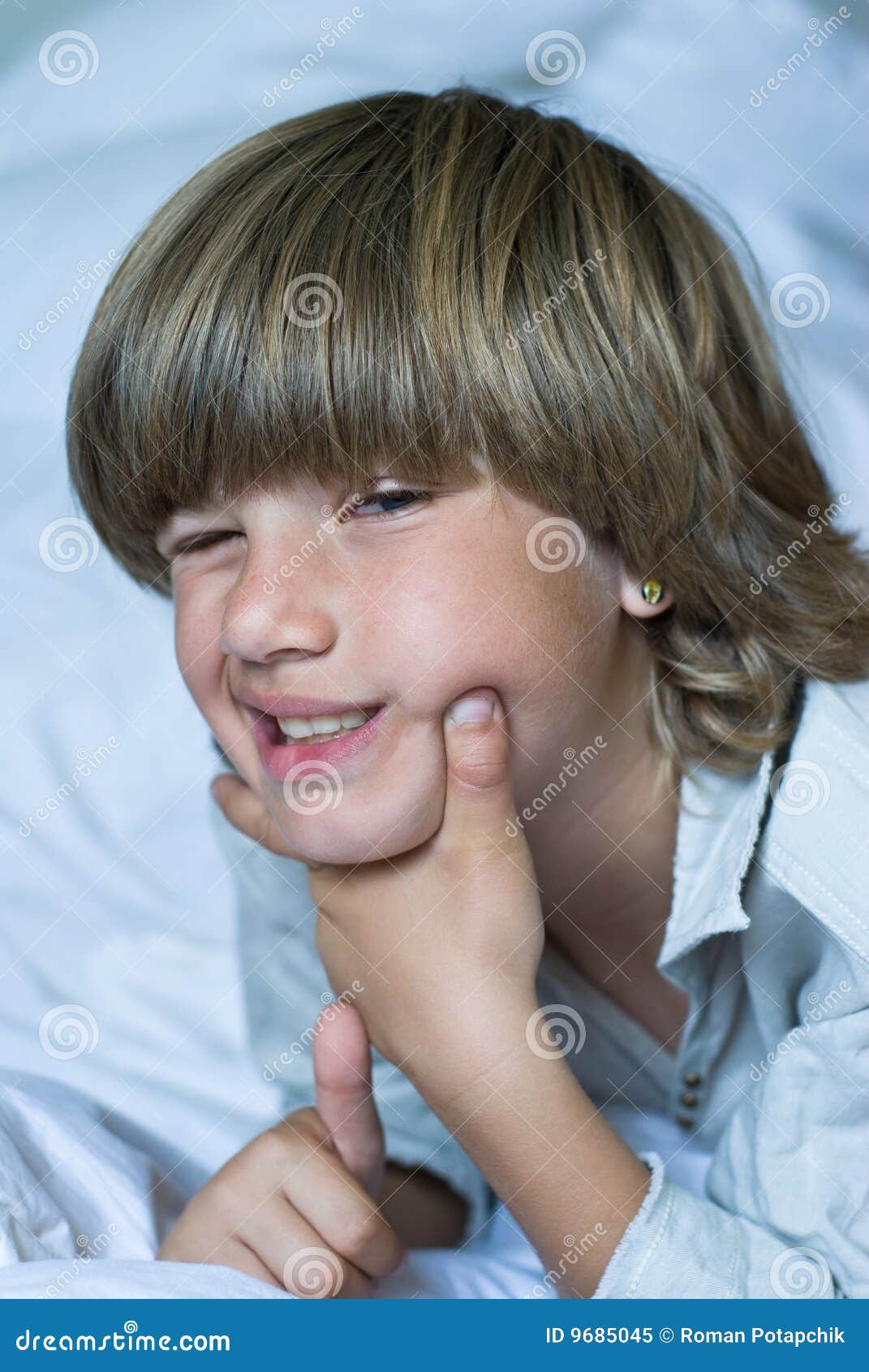 Young cute boy stock image. Image of eyes, preschool, positive - 9685045