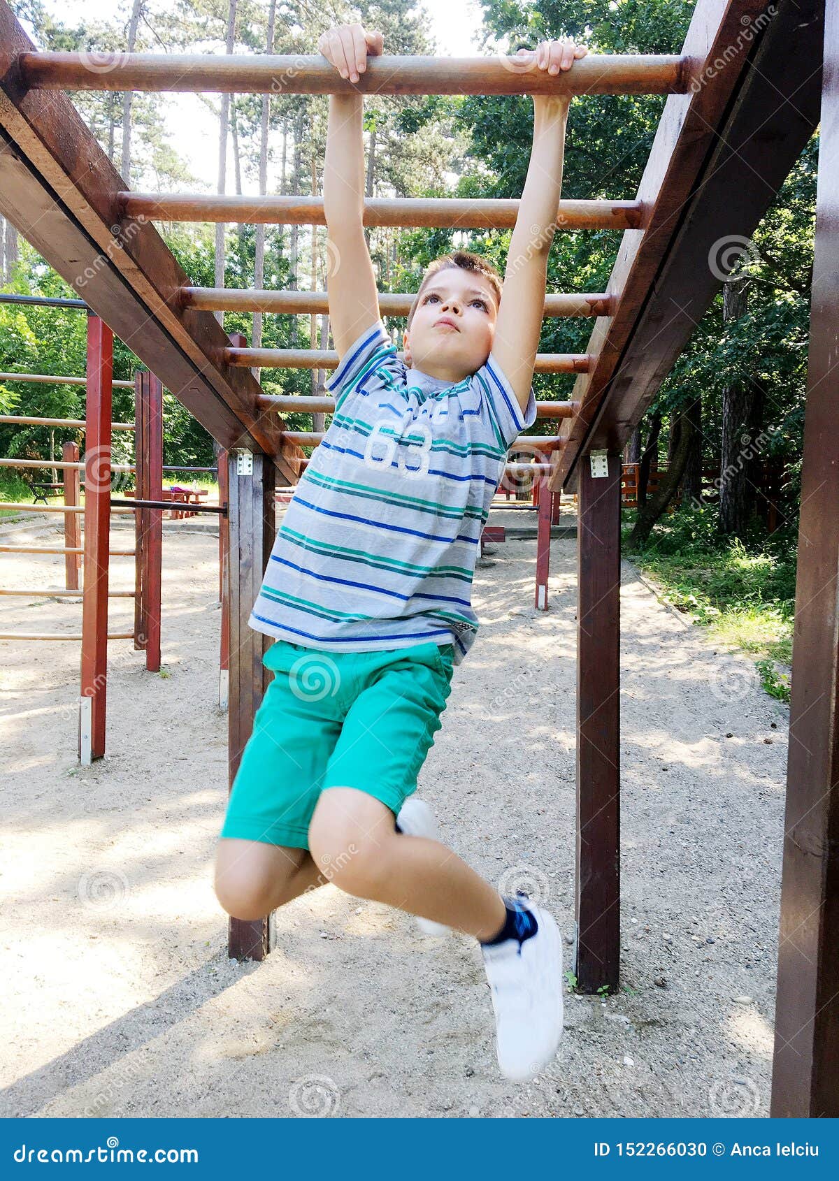 Young Cute Boy Doing Exercise in Park Stock Photo - Image of exercise ...