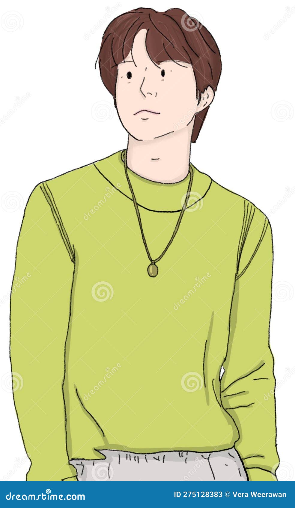 Young Cute Boy Portrait Simple Cartoon Style Organic Hand Drawn ...