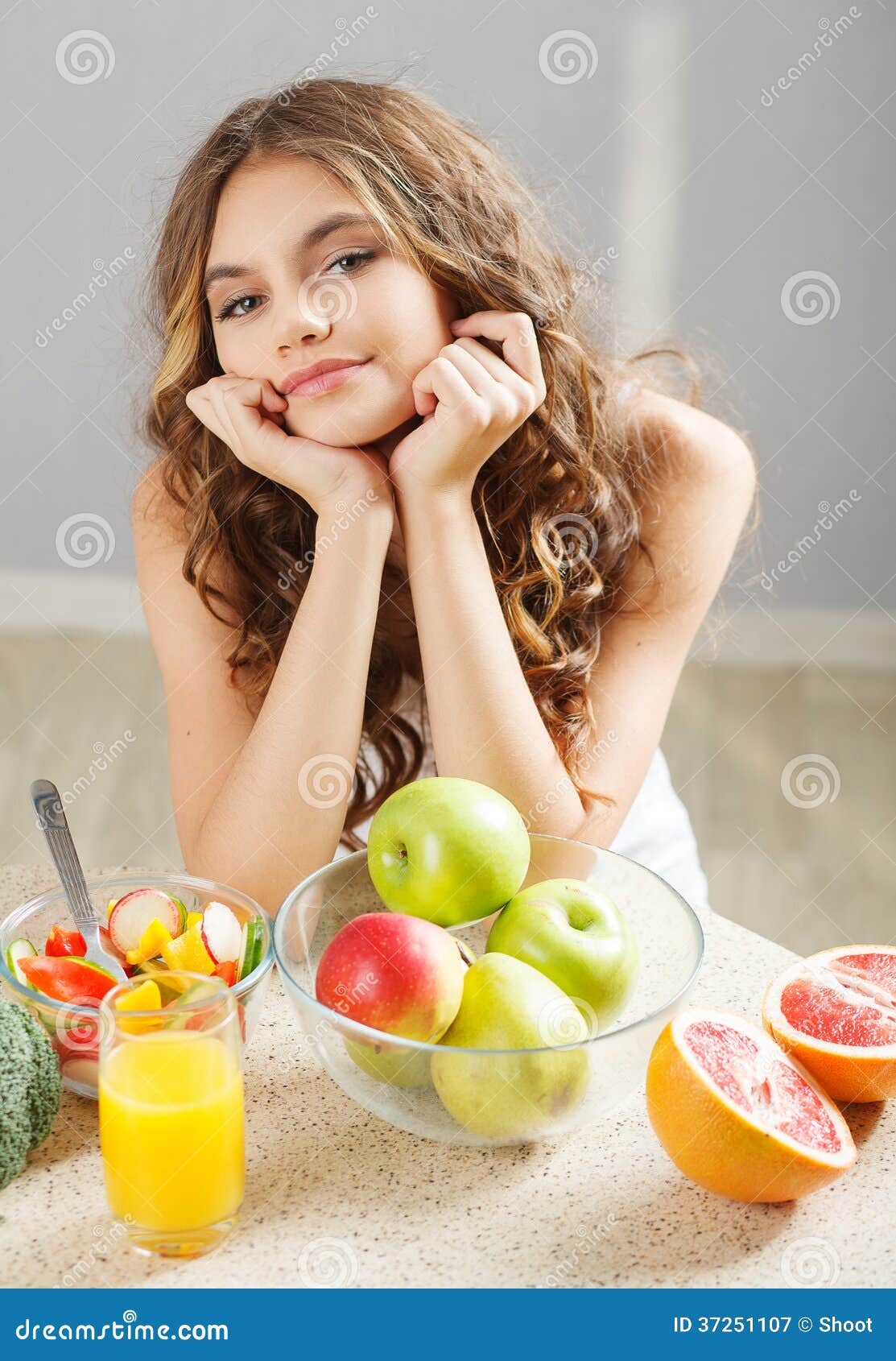 Young Cute Girl Having Breakfast Stock Image - Image of caucasian ...