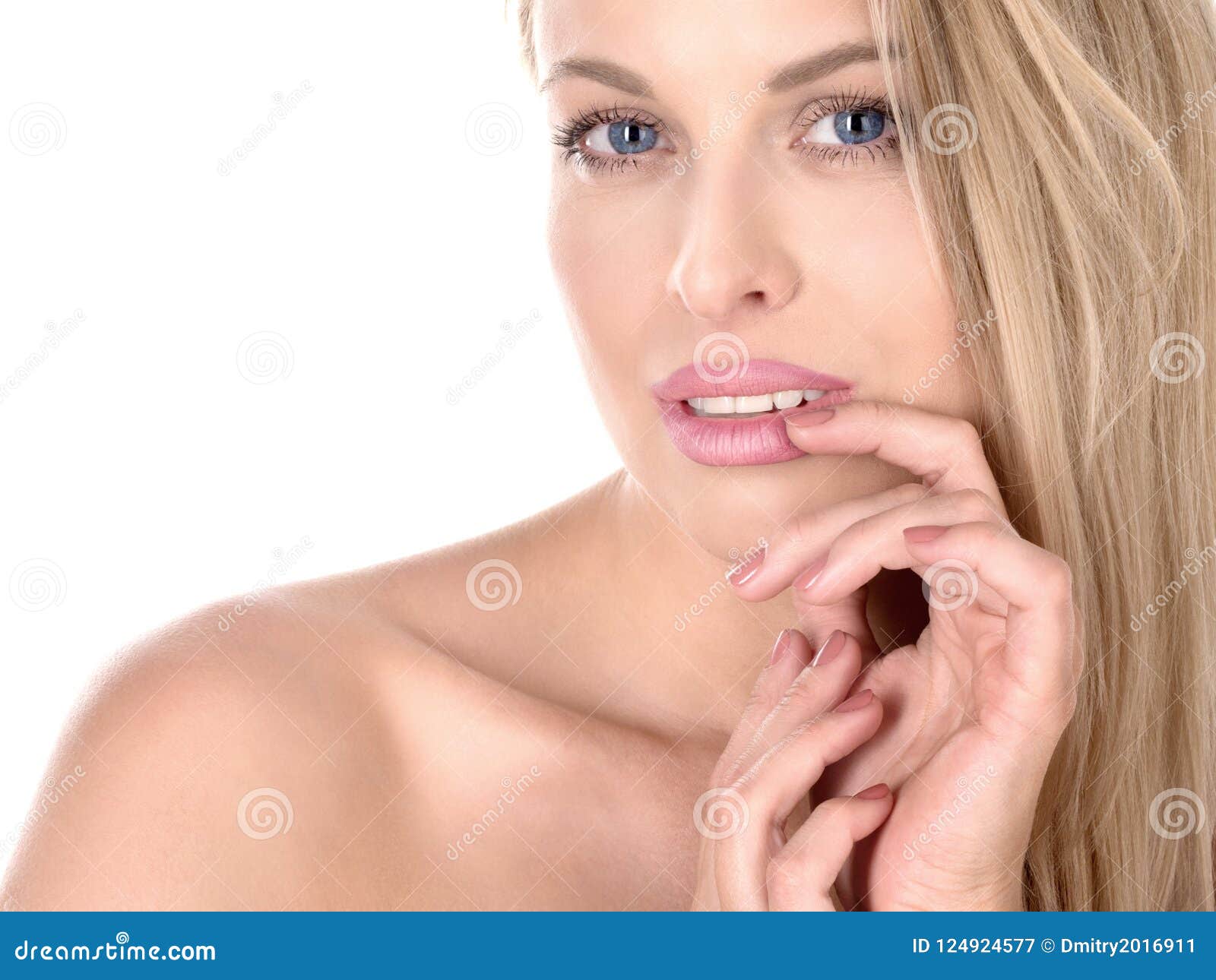 Young Cute Girl Isolated on White Copy Space Stock Image - Image of ...