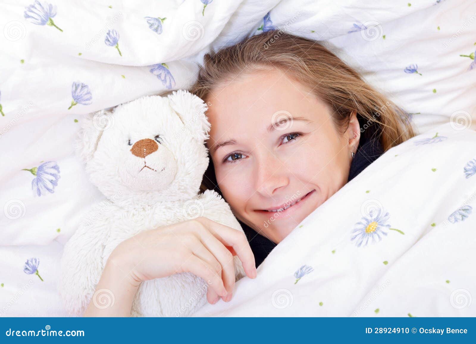 Young Cute Girl Resting on the Bed Stock Photo - Image of beautiful ...