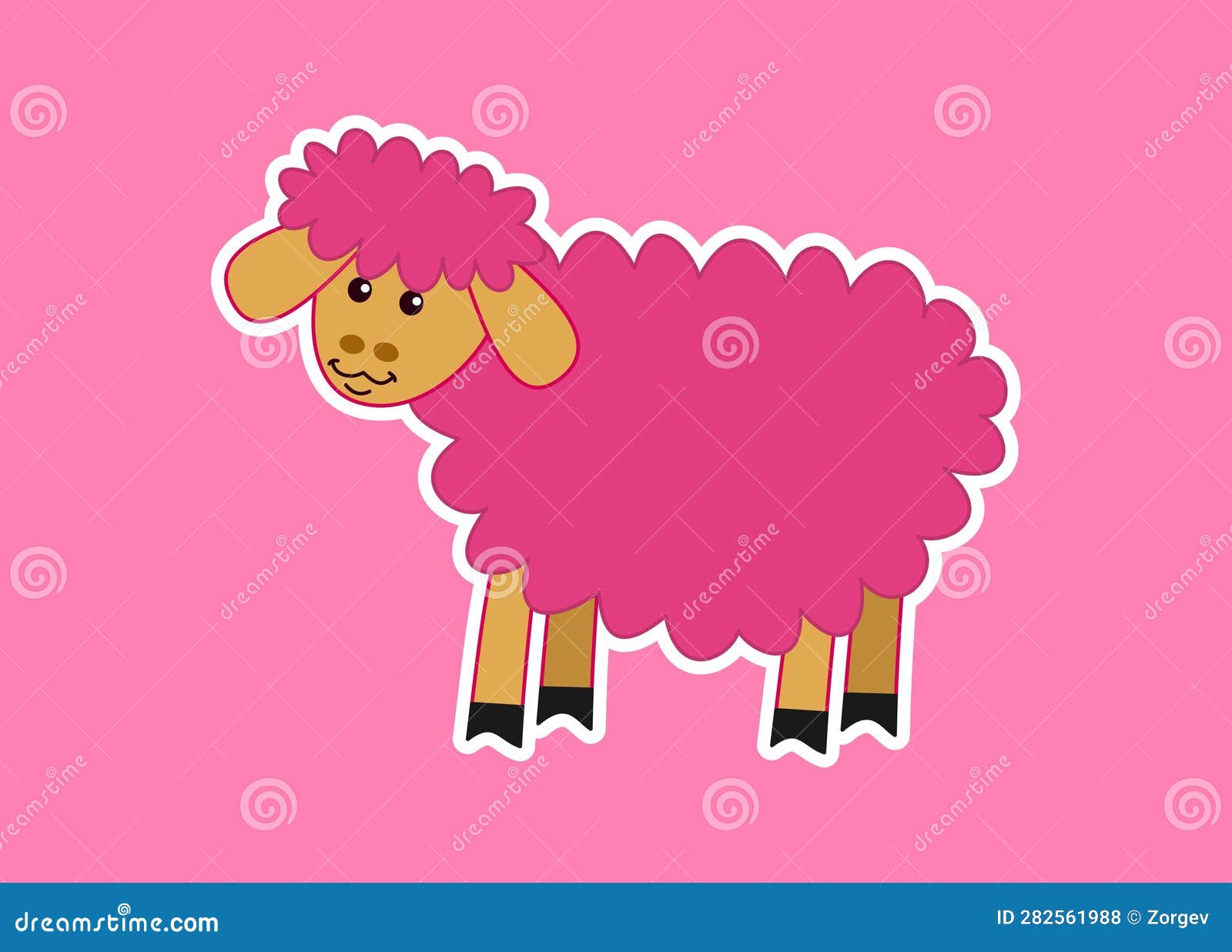Young and Cute Sheep Girl in Profile and on a Pink Background - Vector ...