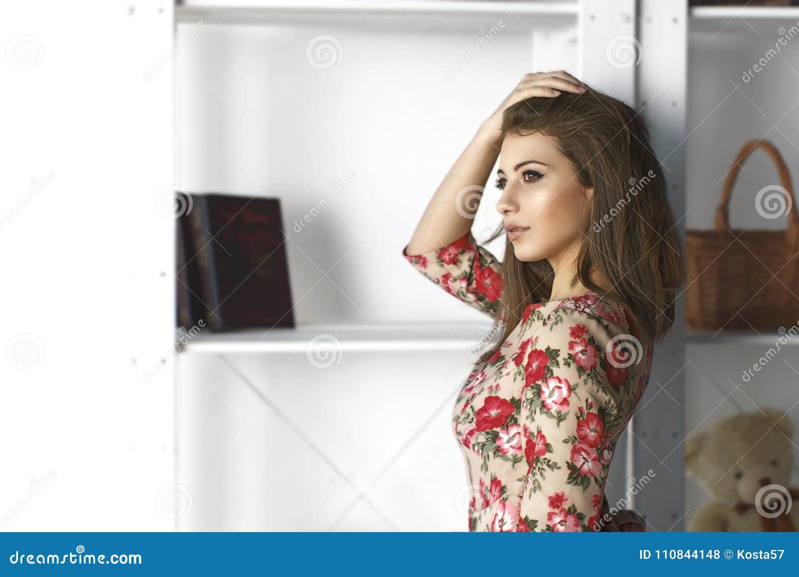 Young Cute Slender Girl in a Home Stock Photo - Image of relaxing, cute ...