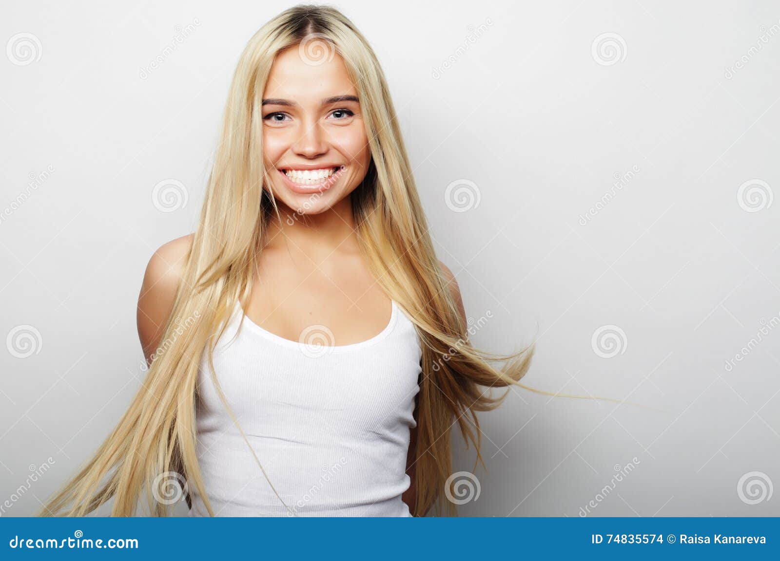 Young Cute Smiling Blond Girl Stock Photo - Image of caucasian, human ...