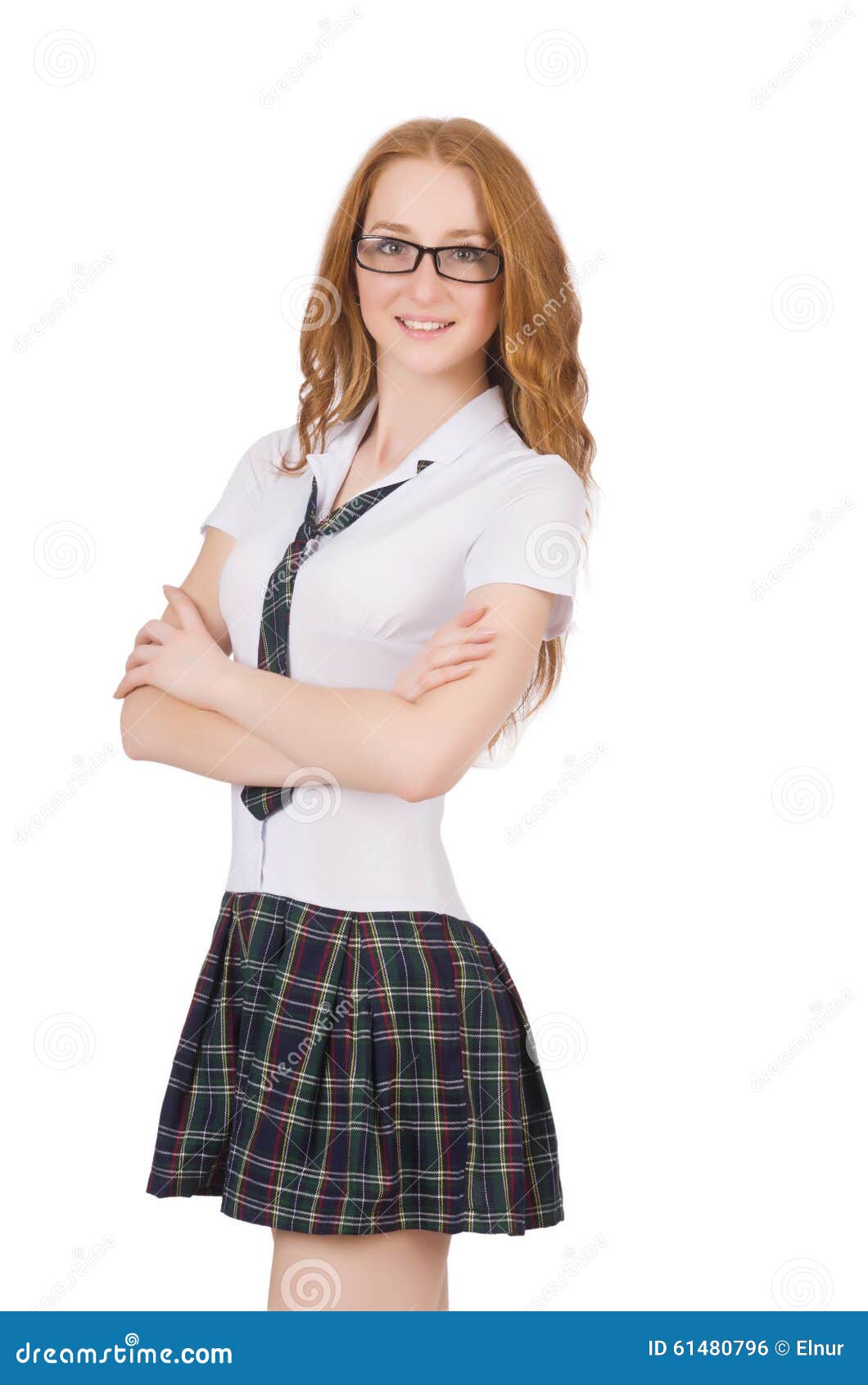 The Young Cute Student Female Isolated on White Stock Photo - Image of ...