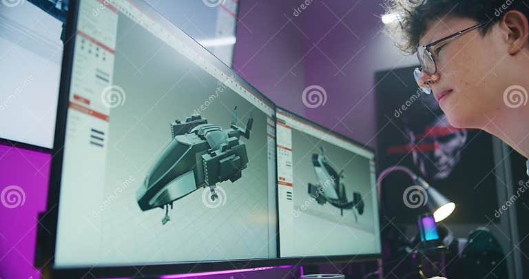 Young 3D Designer Creates Aircraft 3D Visualization Stock Image - Image ...
