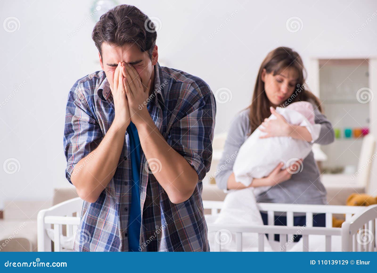 The Young Dad Cannot Stand Baby Crying Stock Image - Image of exhausted ...