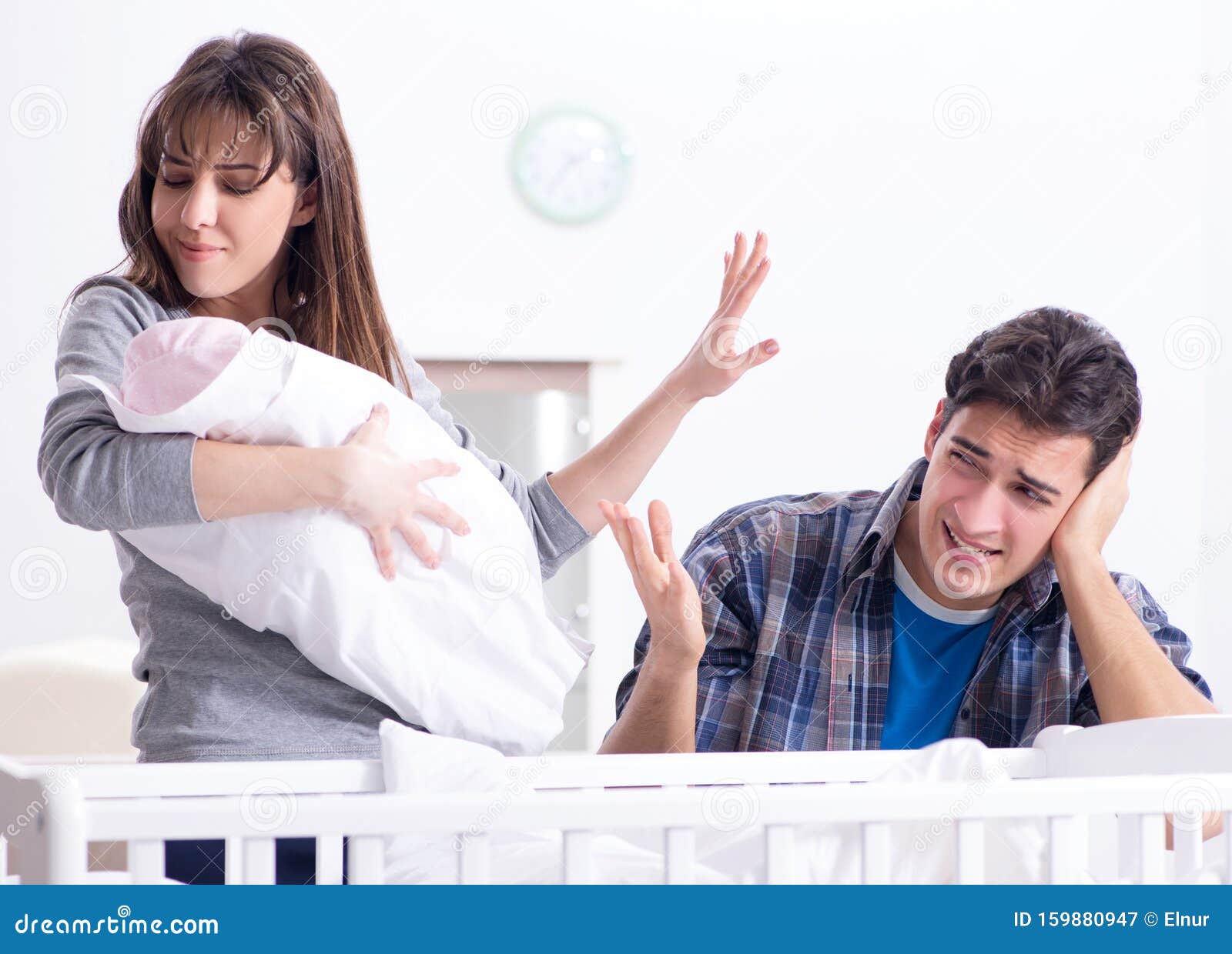 Young Dad Cannot Stand Baby Crying Stock Image - Image of baby, child ...