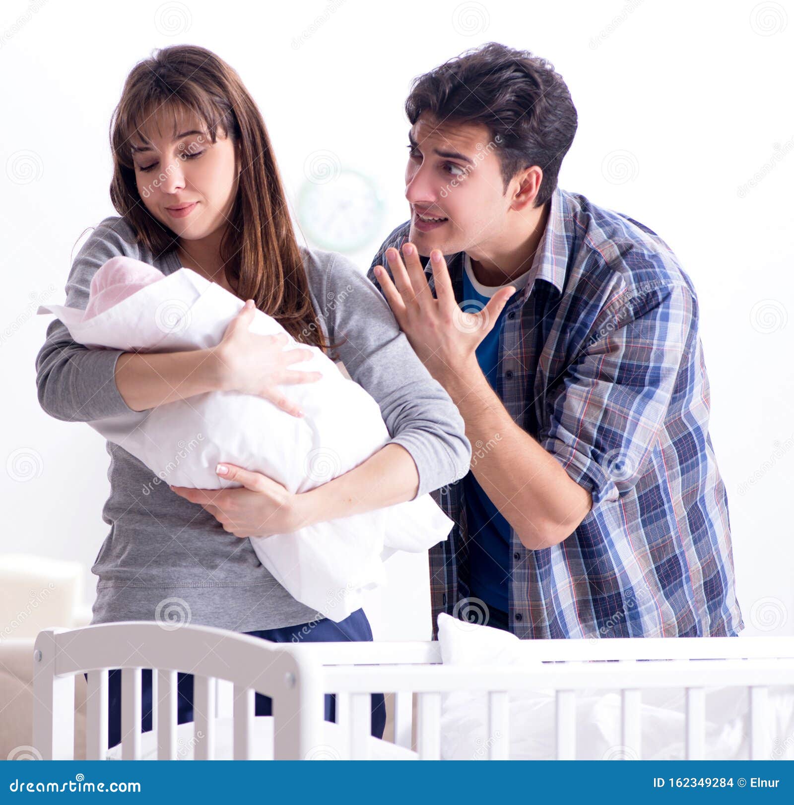 The Young Dad Cannot Stand Baby Crying Stock Photo - Image of father ...