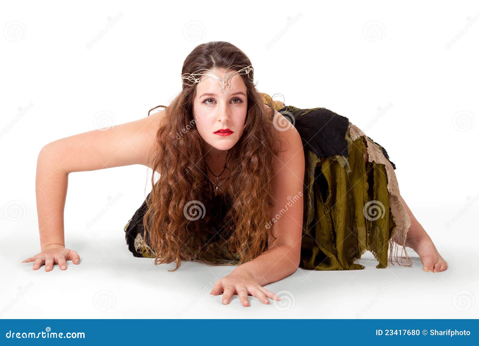 Young Dancer Crouching in Fairy-inspired Costume Stock Photo - Image of ...
