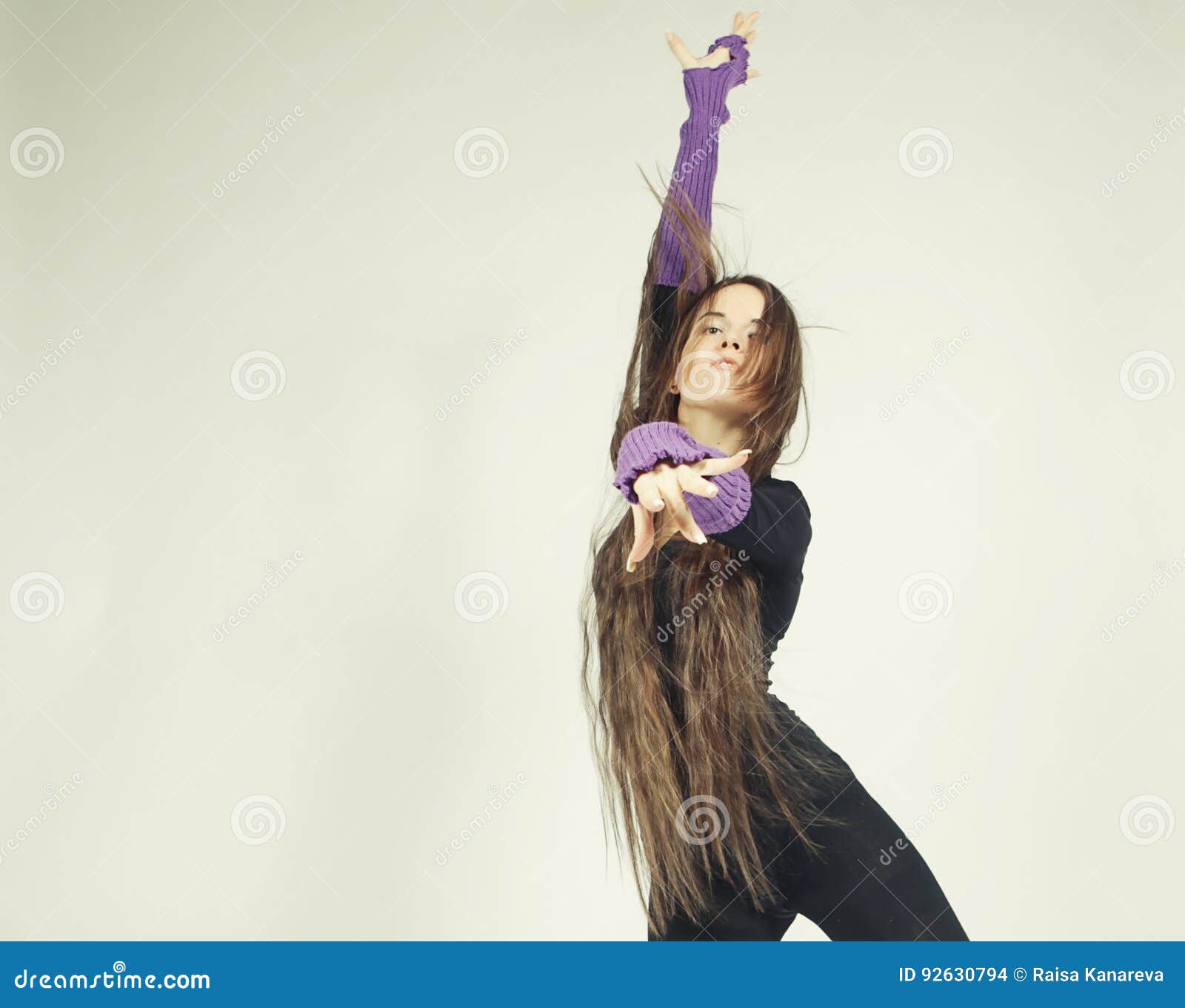 Young Dancer Woman with Long Hair Stock Photo - Image of expression ...