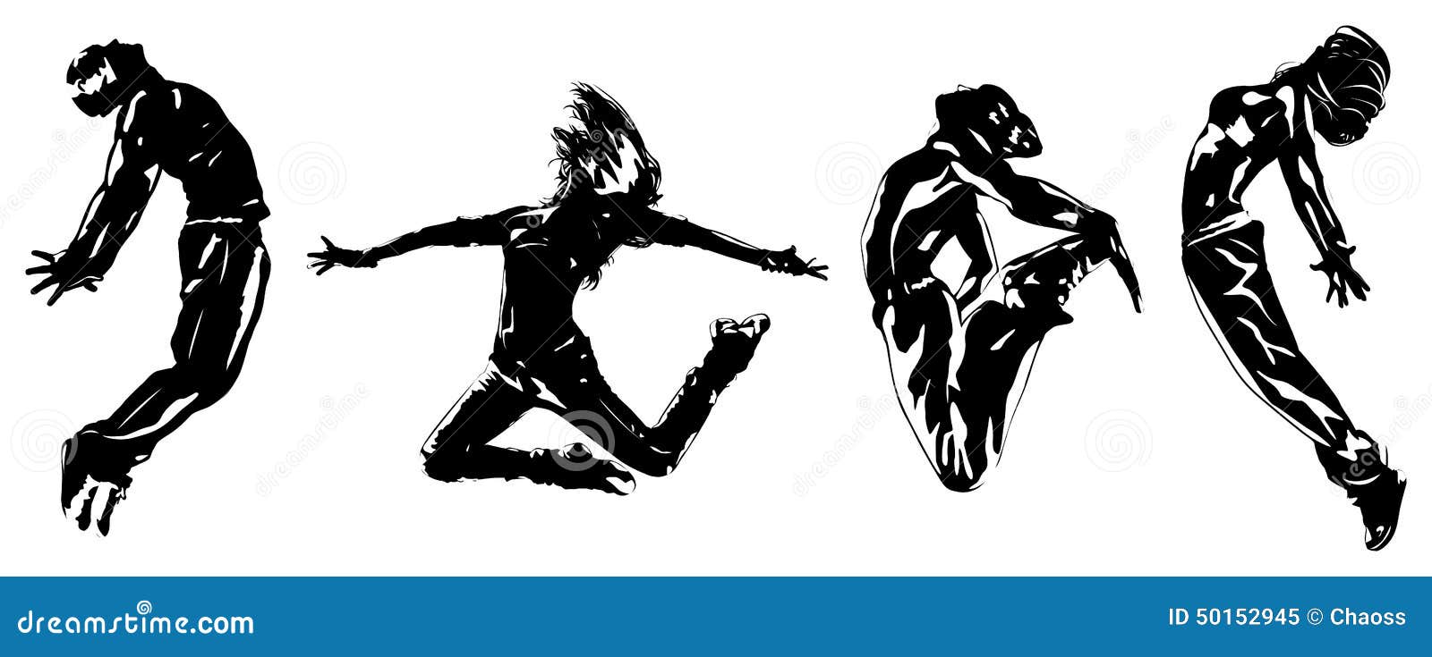 Young dancers jumping stock vector. Illustration of vector - 50152945