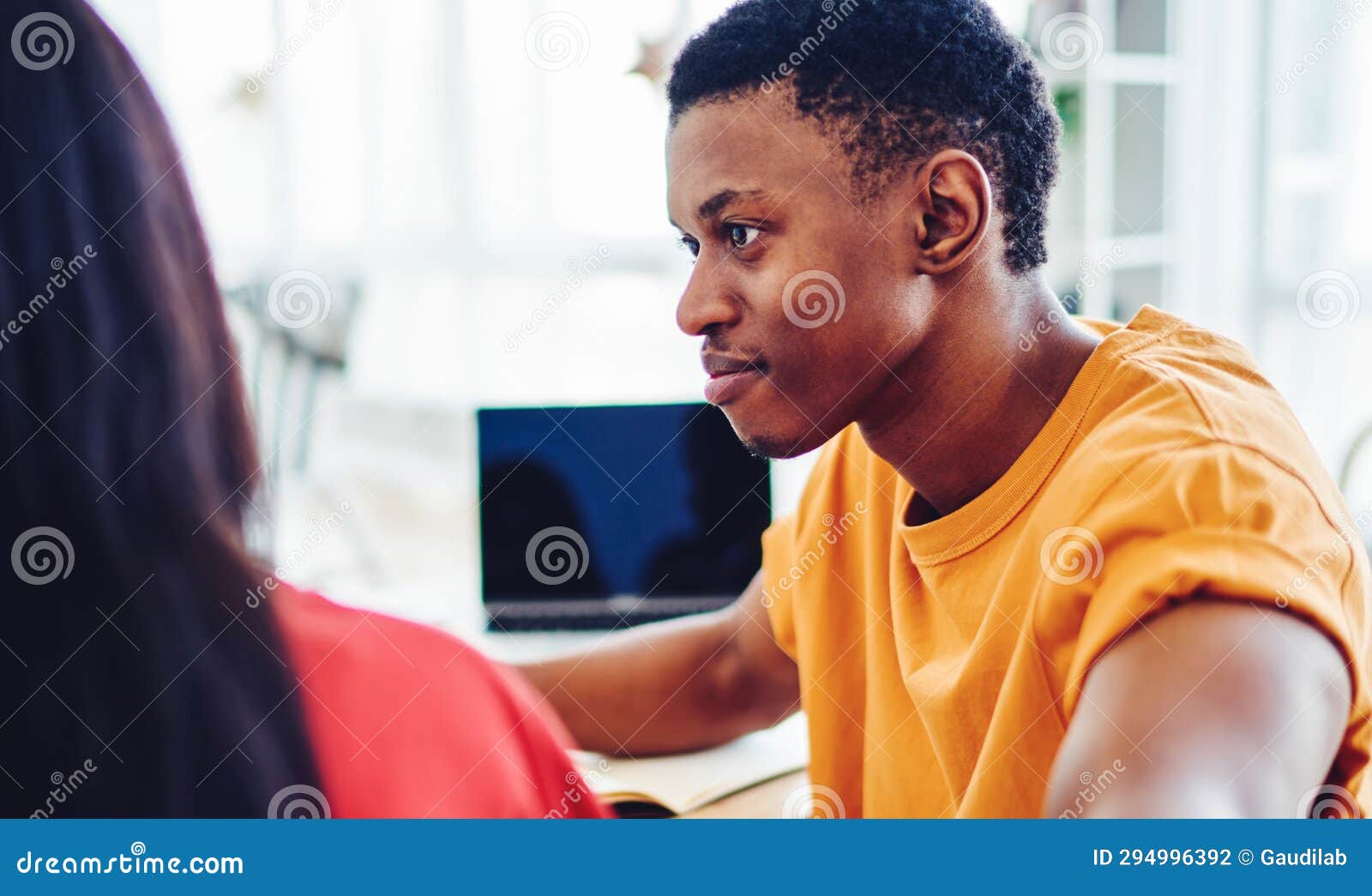 Young Dark Skinned Students Communicating and Discussing Ideas for ...