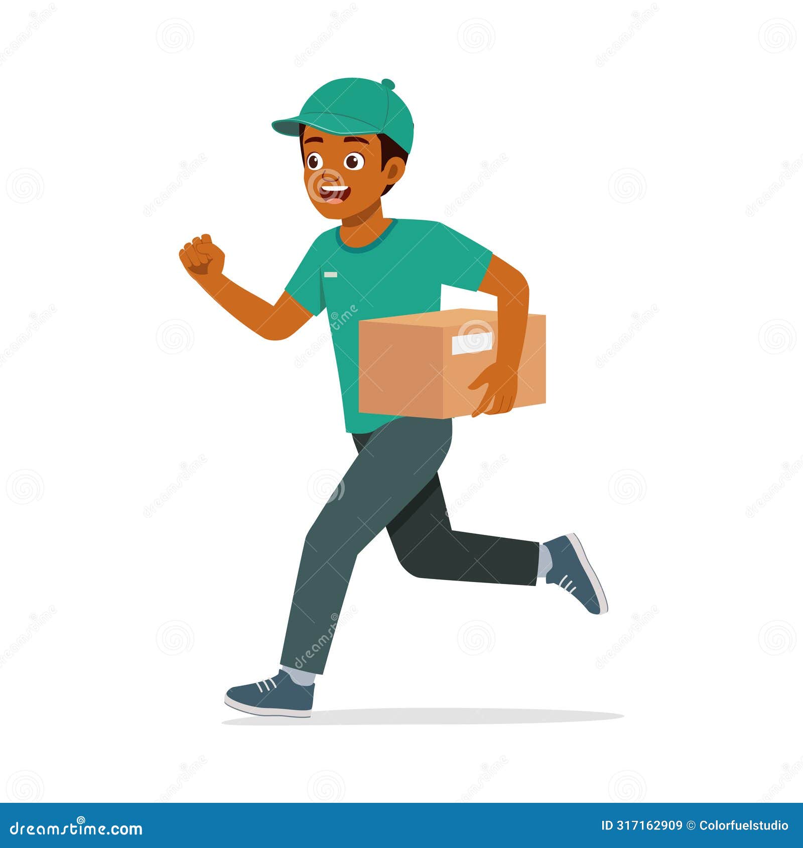Young Delivery Man Holding Package and Run Stock Image - Image of ...