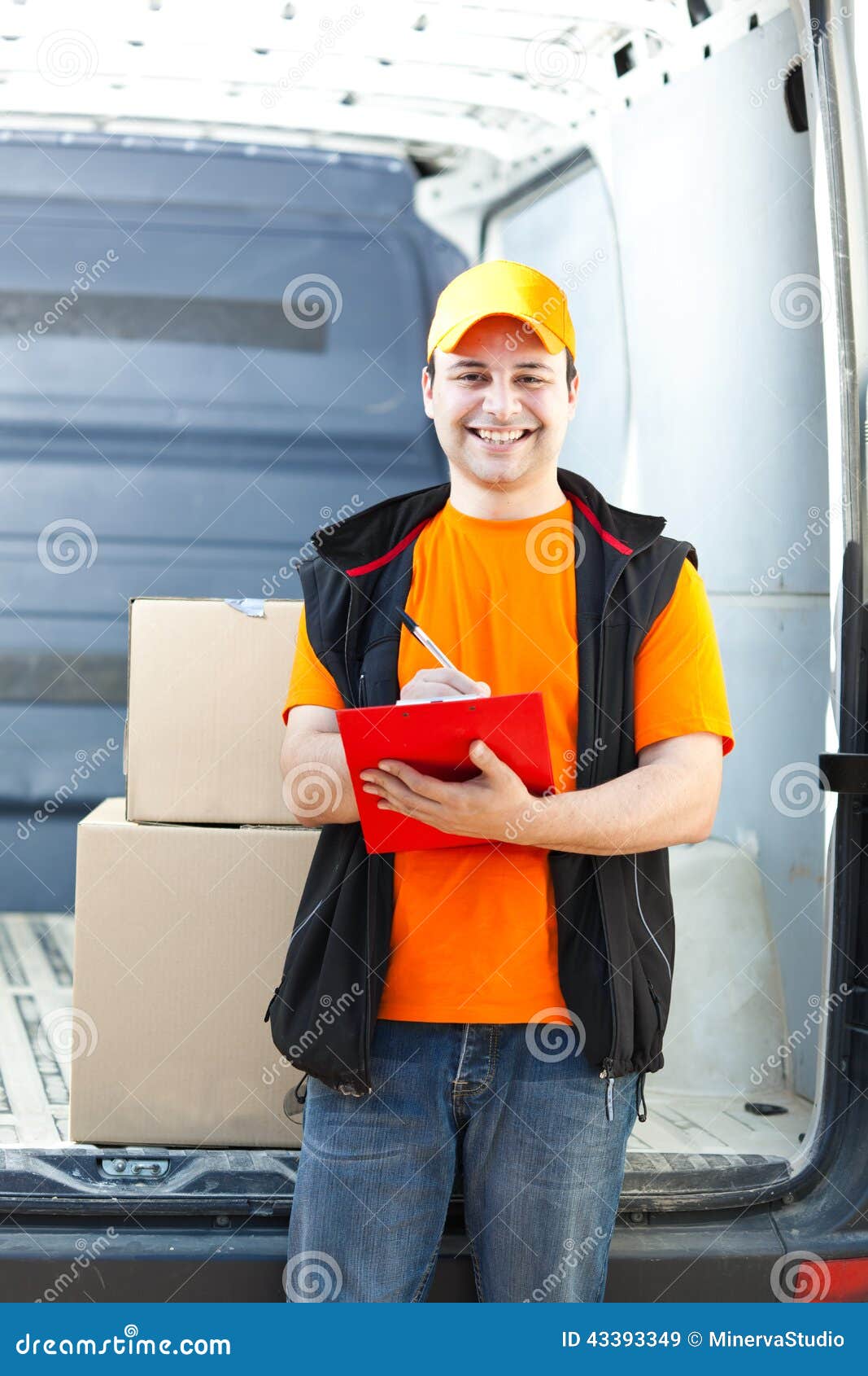 Young Delivery Man Portrait at Work Stock Image - Image of freight ...