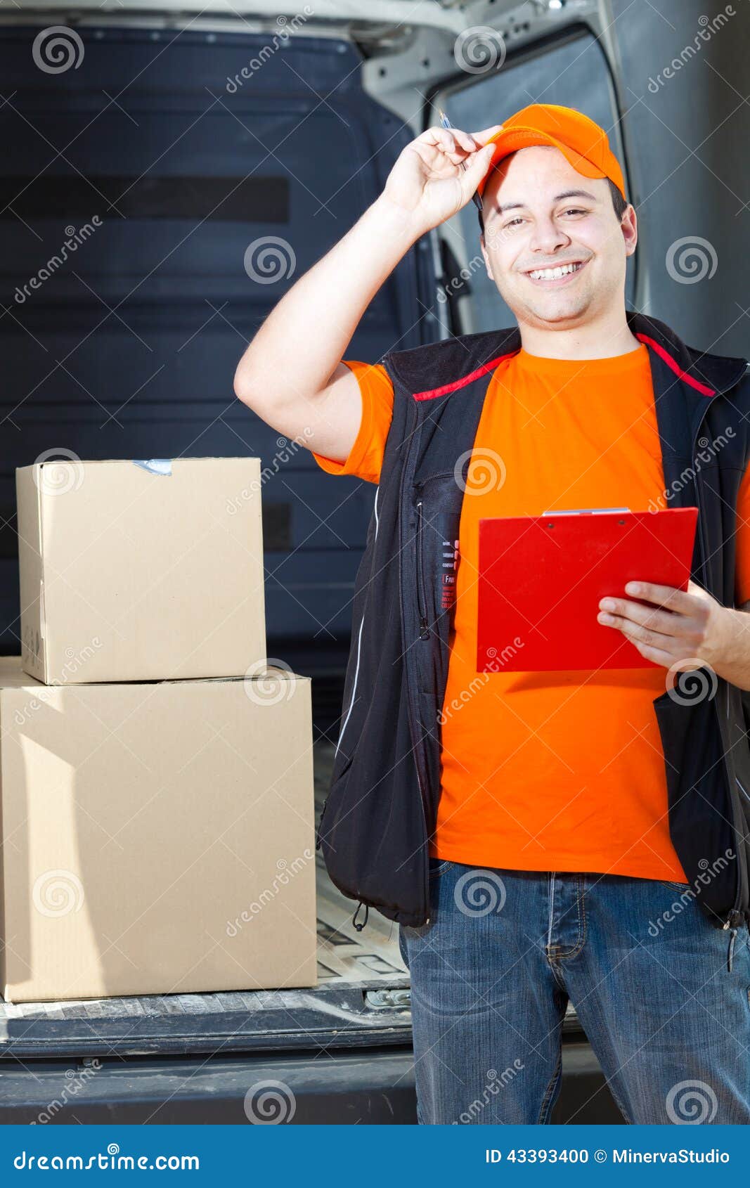 Young Delivery Man Portrait at Work Stock Photo - Image of mailman ...