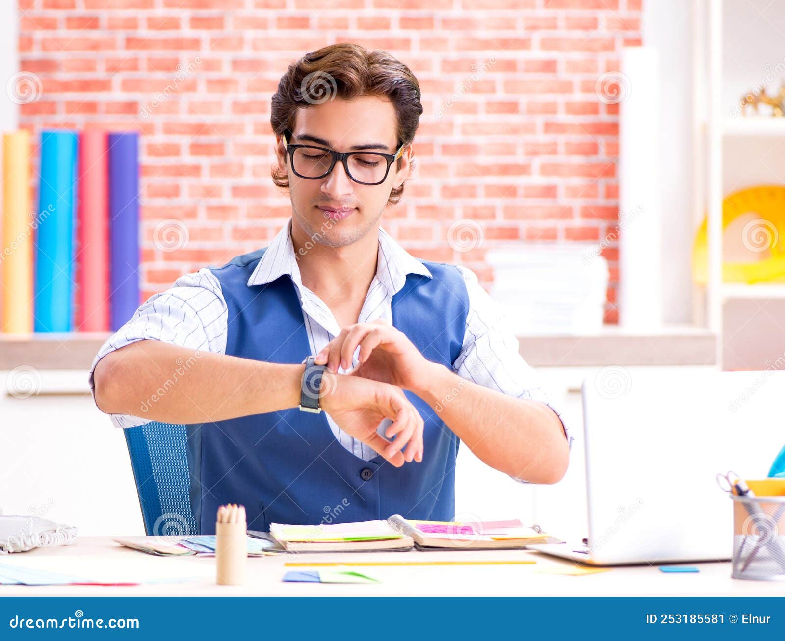 Young Designer Freelancer Working on New Project Stock Image - Image of ...