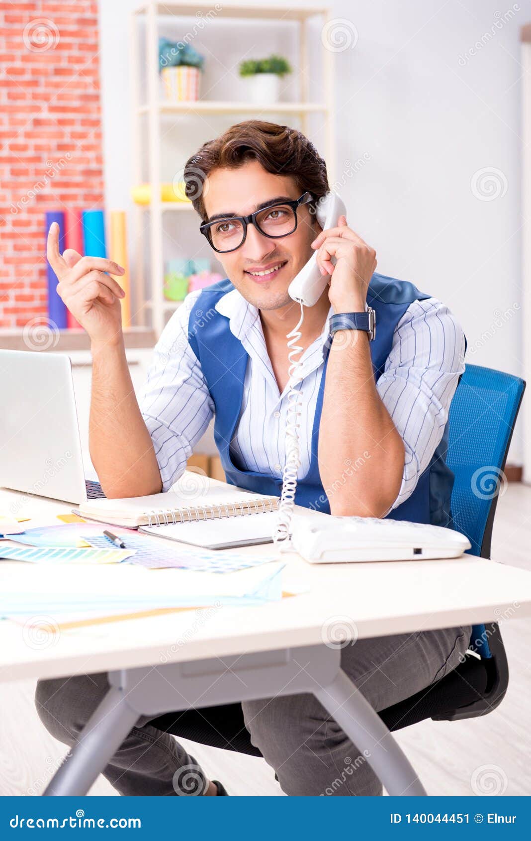 The Young Designer Freelancer Working on New Project Stock Image ...