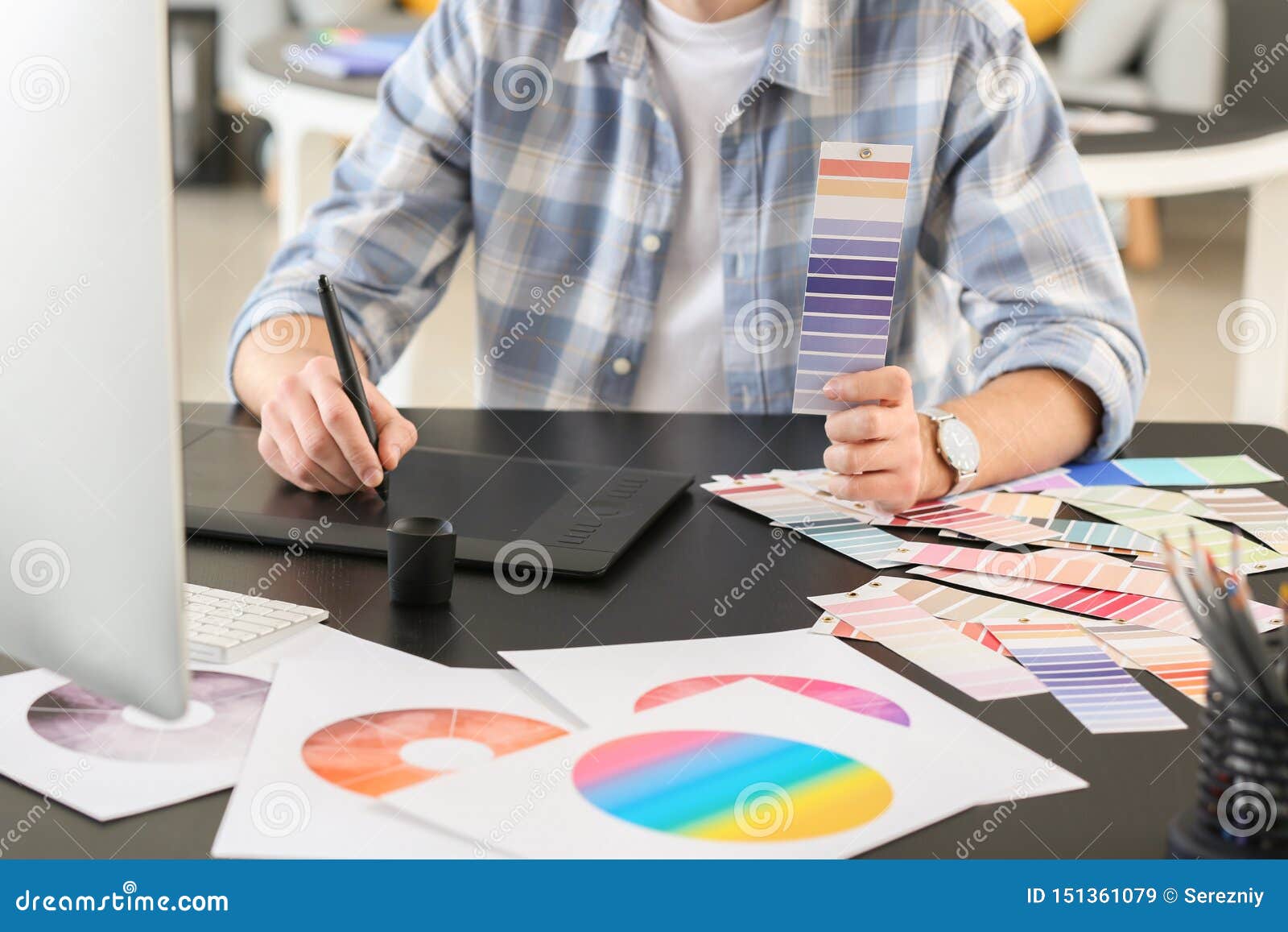 Young Designer with Graphic Tablet Working in Office Stock Image ...