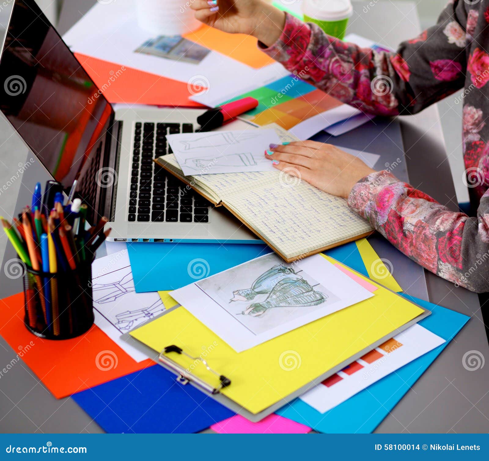 Young Designer Working at His Desk with a Computer Stock Photo - Image ...
