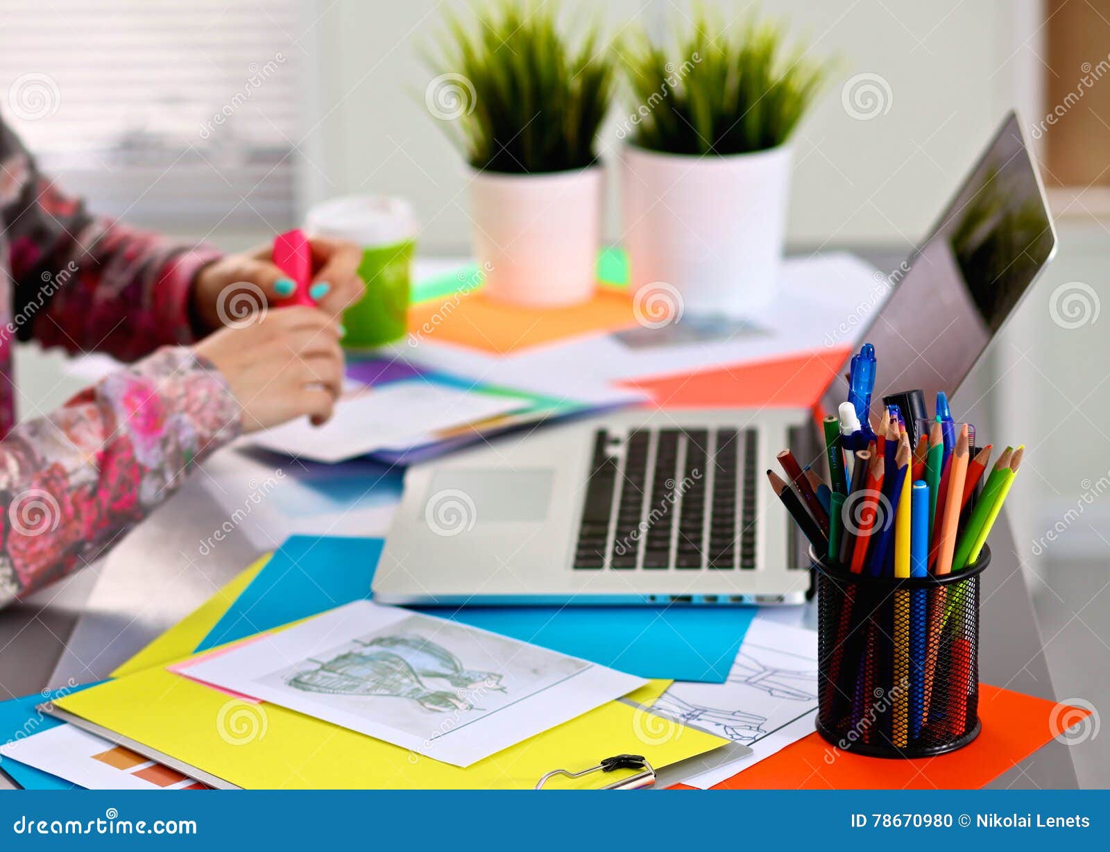 Young Designer Working at His Desk with a Computer Stock Photo - Image ...