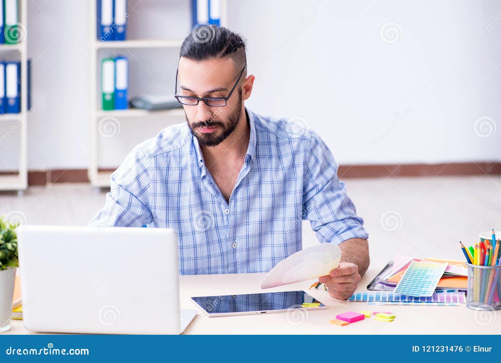 The Young Designer Working in His Studio on New Project Stock Photo ...