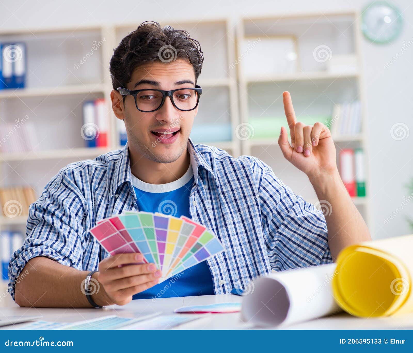 Young Designer Working on New Project and Choosing Colours Stock Image ...