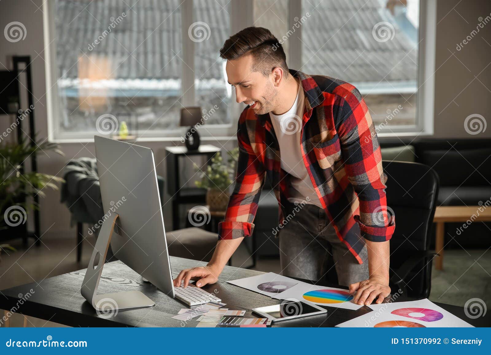 Young Designer Working in Office Stock Photo - Image of career, work ...