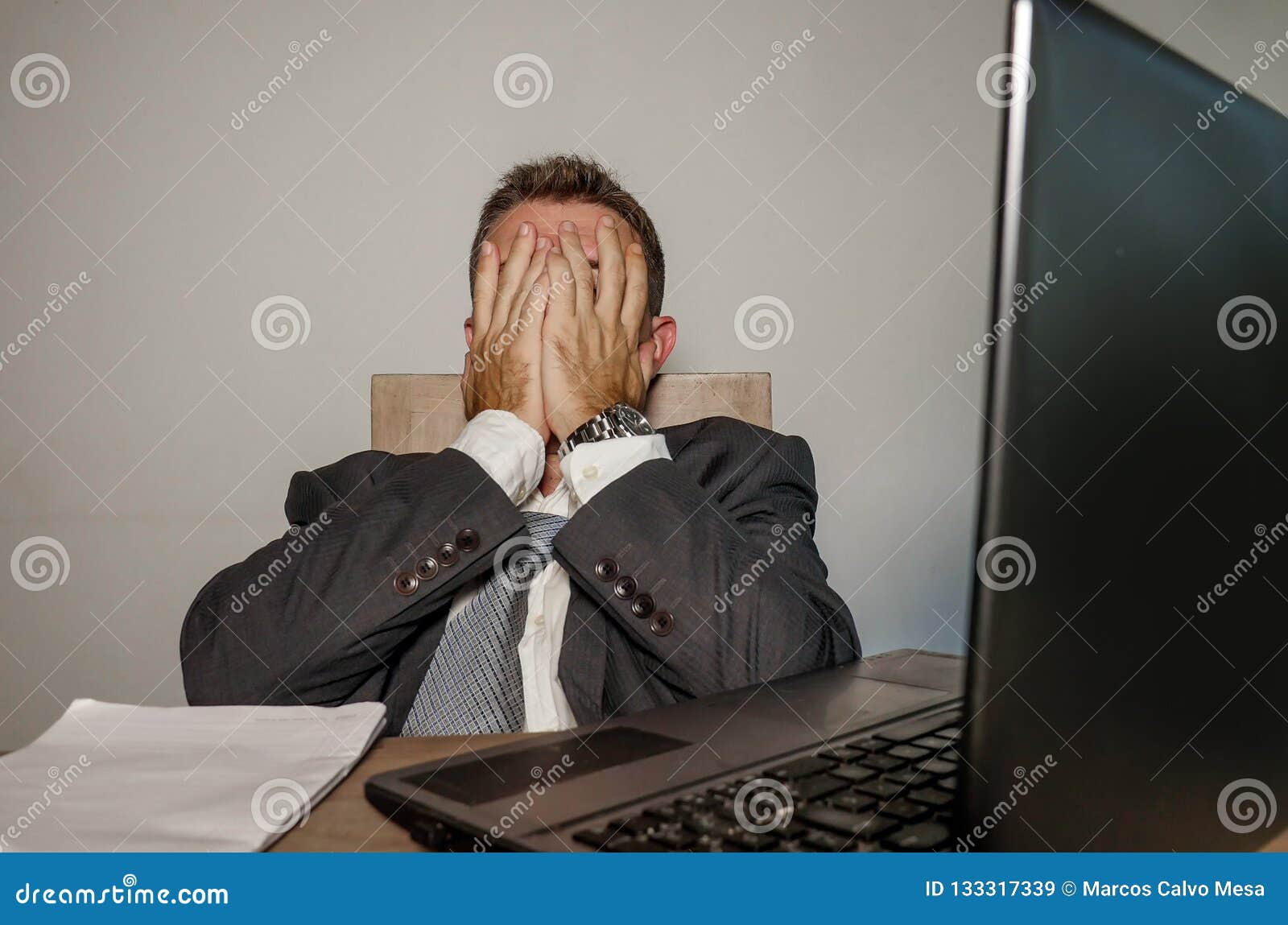 Young Desperate and Depressed Business Man Suffering Problem and ...